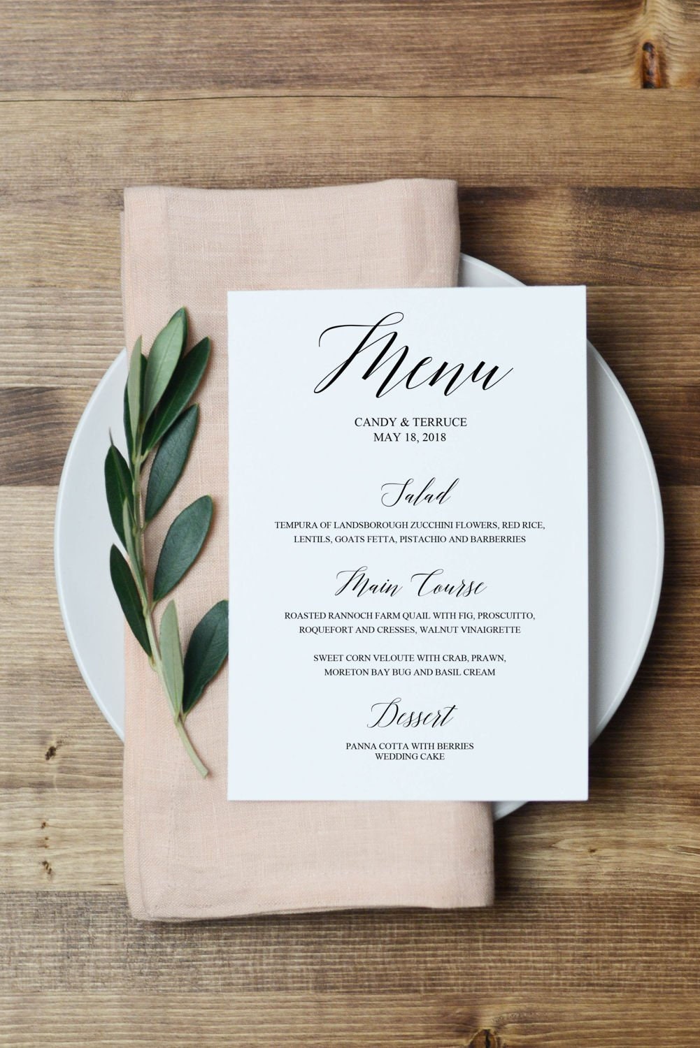Wedding Menu Template printable Menu cards Template Dinner | Etsy