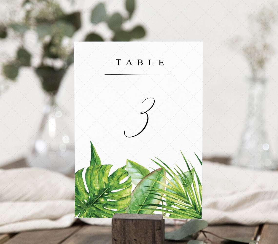 Tropical Table Numbers Template Printable Hawaii Table | Etsy