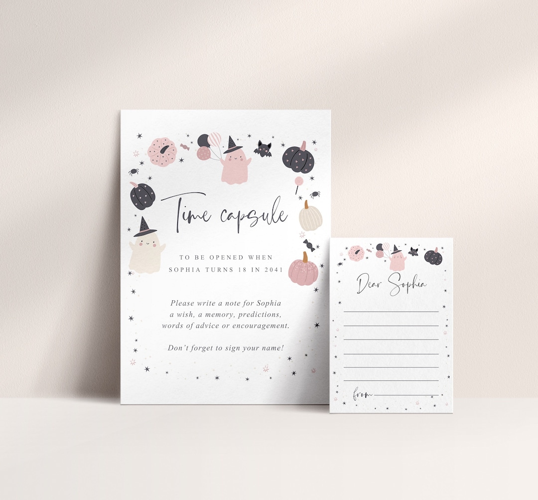 Halloween Birthday Time Capsule, Time Capsule Sign, Time Capsule Card ...