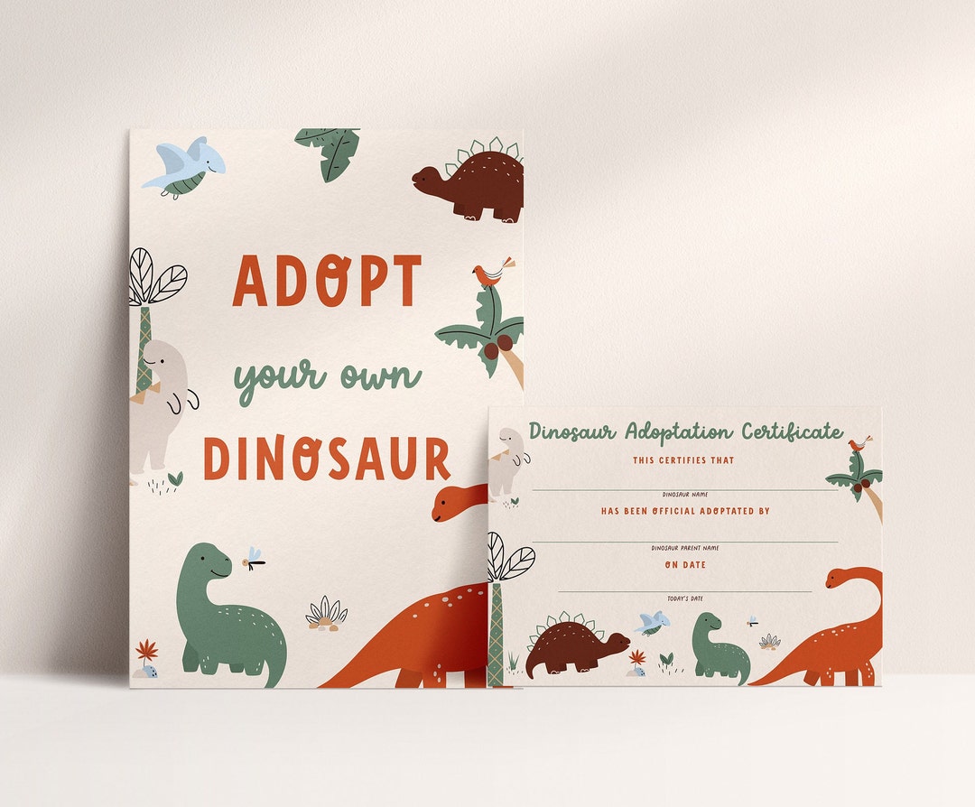 Adopt Your Own Dinosaur Template, Adopt a Dinosaur Sign and Card ...