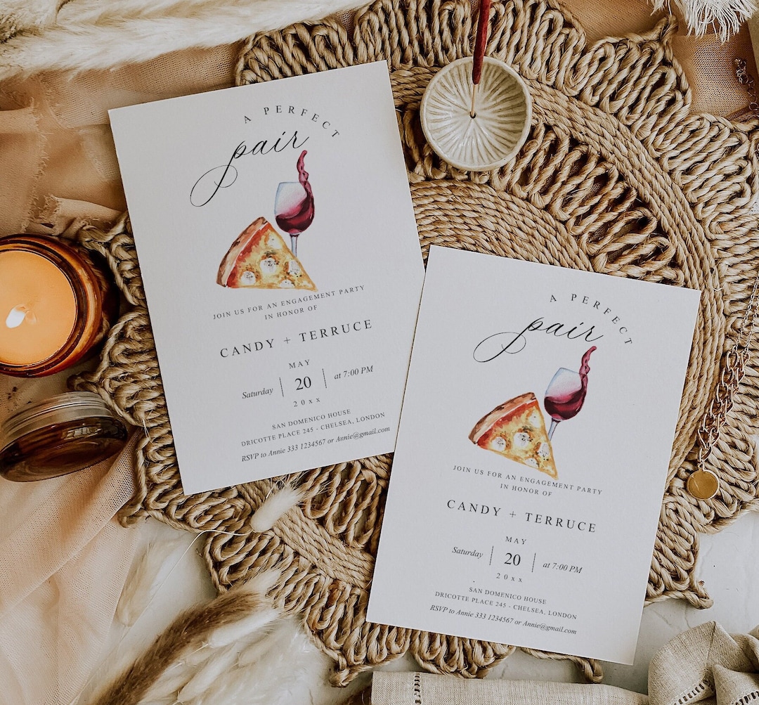 Perfect Pair Engagement Invitation, Pizza and Beer Engagement ...