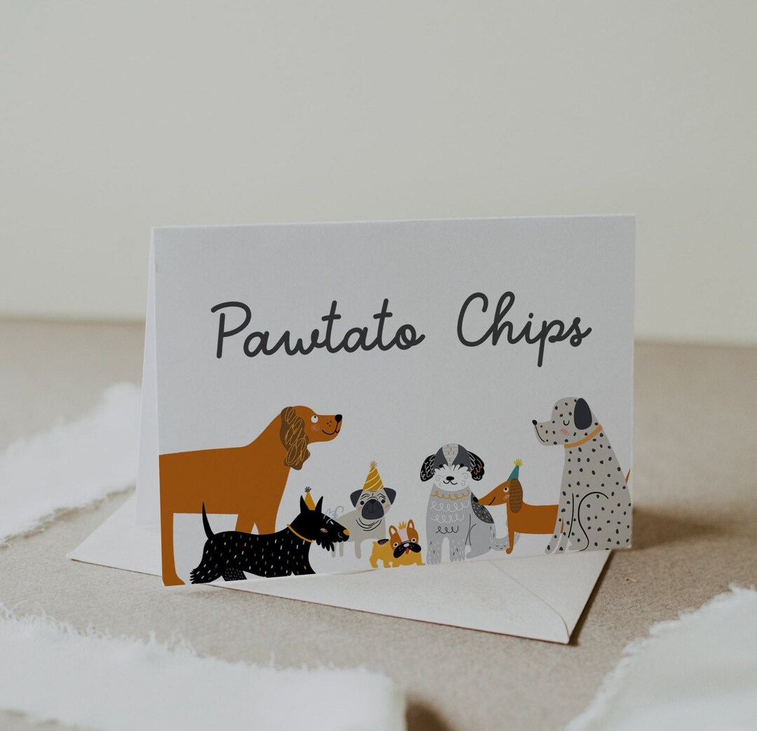 Dog Food Tent Cards Template, Paw Food Tents Cards Party, Dog Party ...