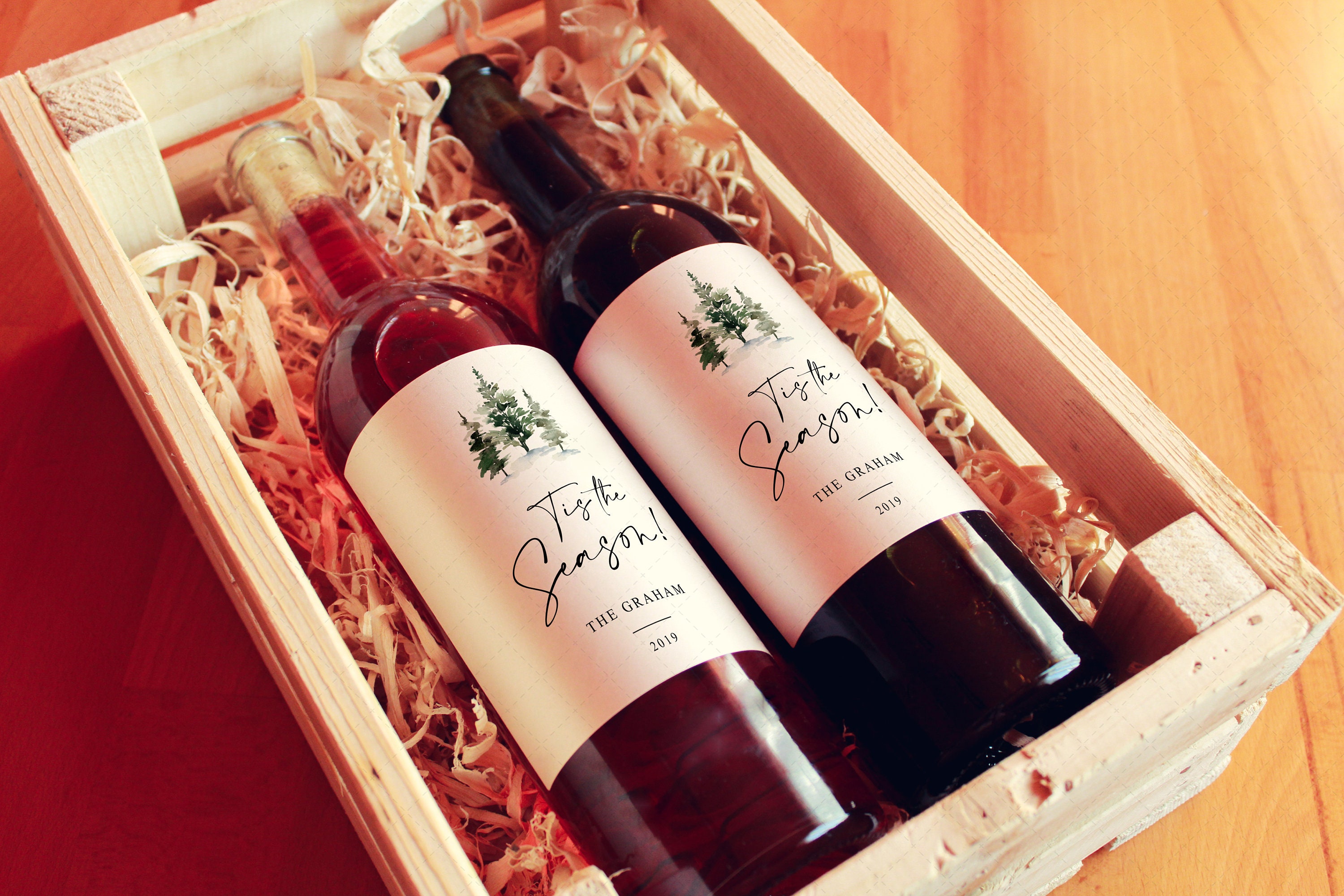 Pine Tree Wine Label Template, Editable Winter Wine Label, Woodland ...