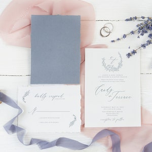 French Blue Wedding Invitation Template Dusty Blue Wedding - Etsy UK