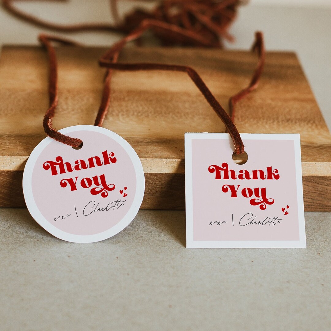 Valentine's Thank You Tag Template, Editable Hearts Party Tag ...
