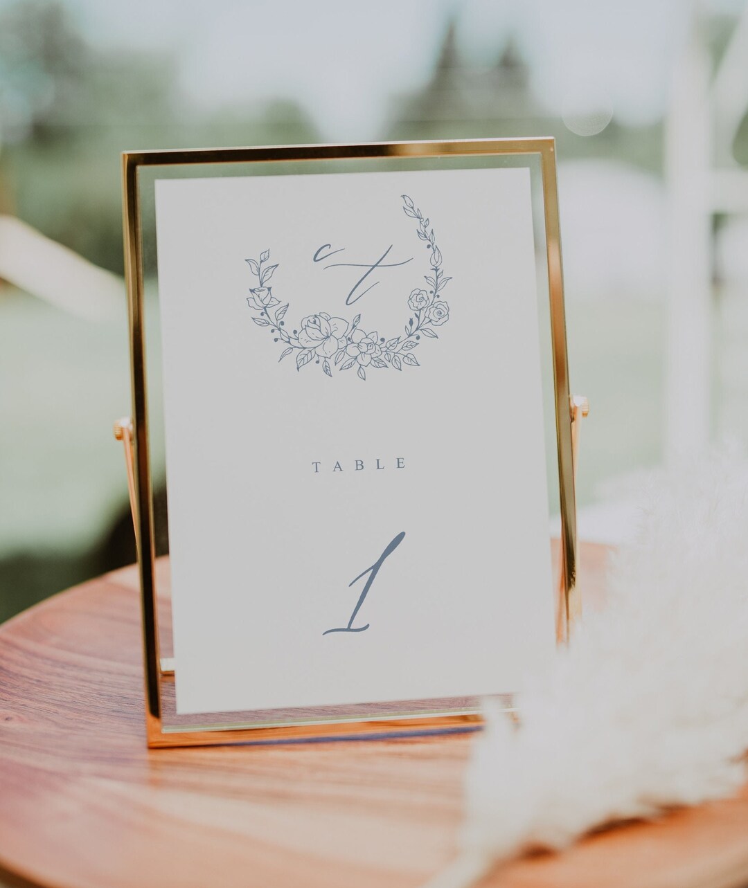 Table Numbers Template, Monogram Dusty Blue Table Numbers, Printable ...