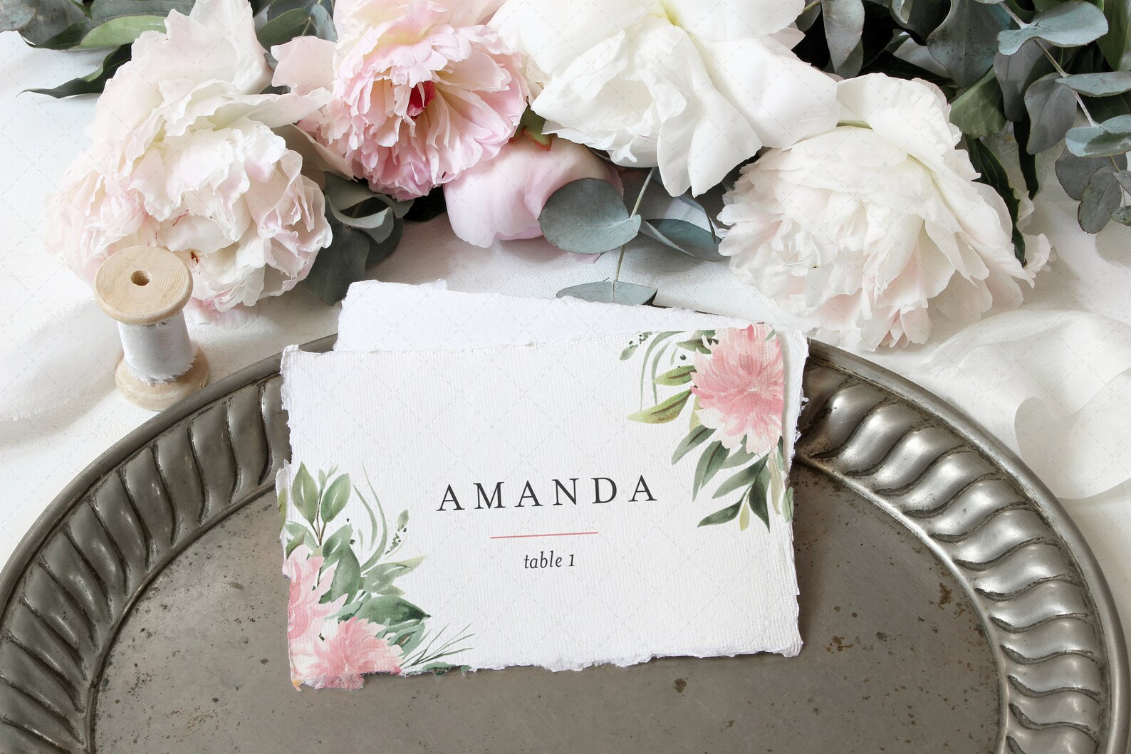 Blush Pink Place Card Template, Floral Place Cards Printable ...
