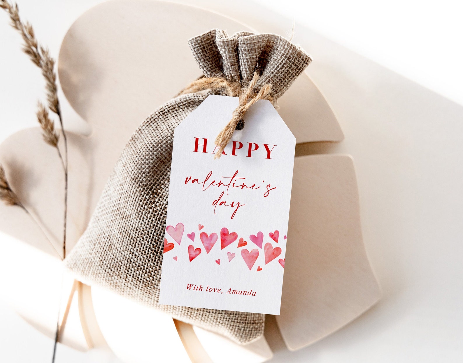 Hearts Valentine's Day Gift Tag Template Happy - Etsy