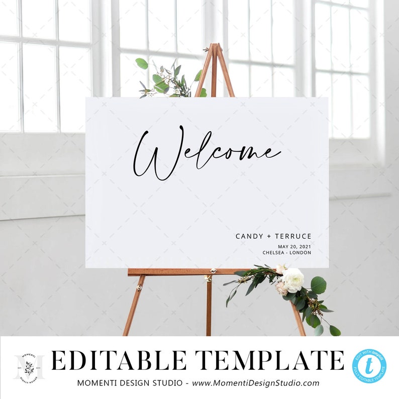 Simple Welcome Sign Template Editable Sign Minimal Simple | Etsy