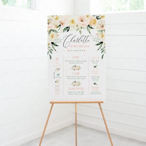 Blush First Birthday Milestone Poster Board Template, Printable ...