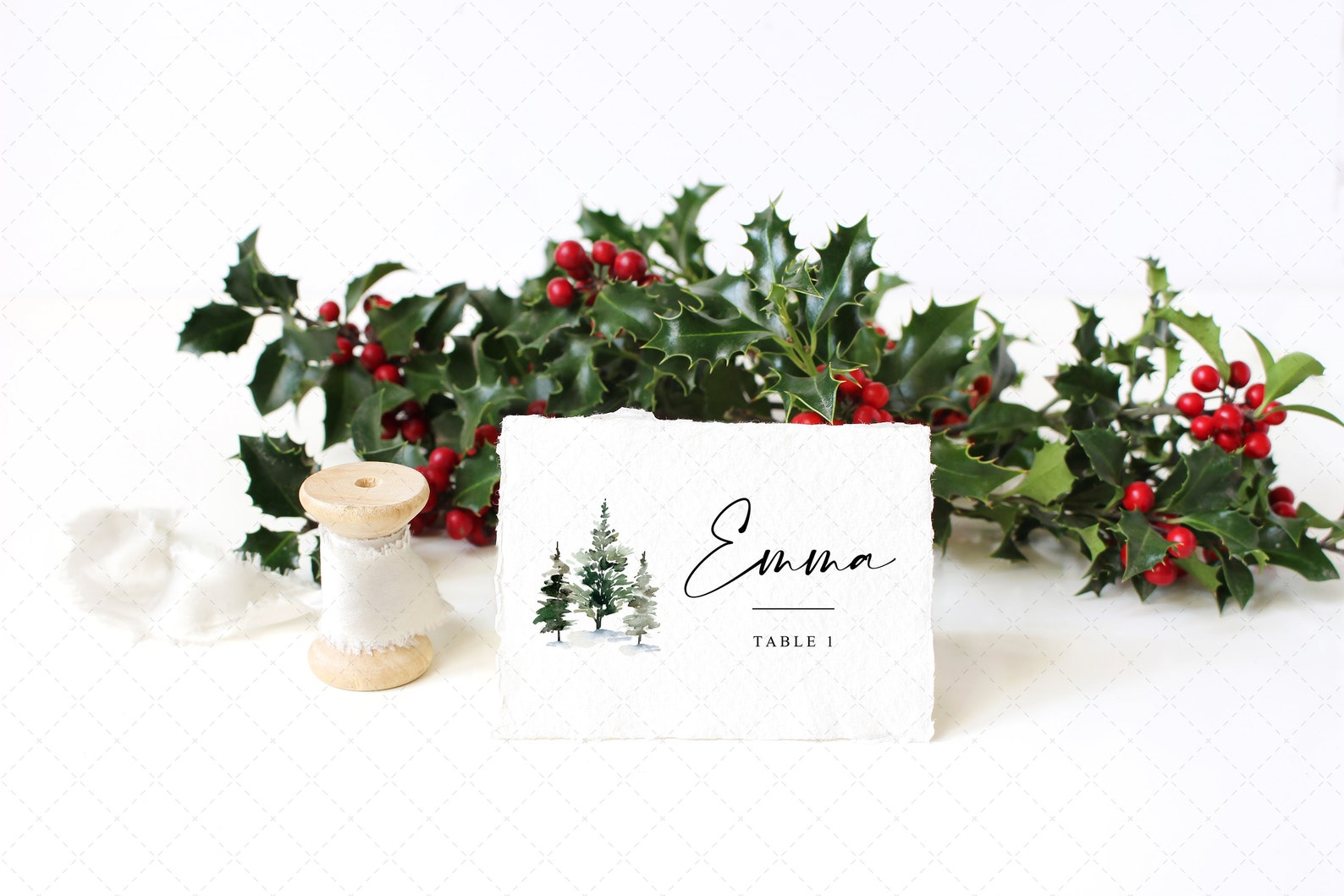 Pine Tree Place Cards Template Winter Forest Printable Place | Etsy