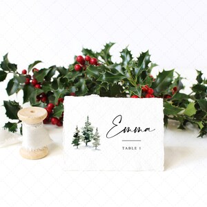 Pine Tree Place Cards Template, Winter Forest Printable Place Cards ...