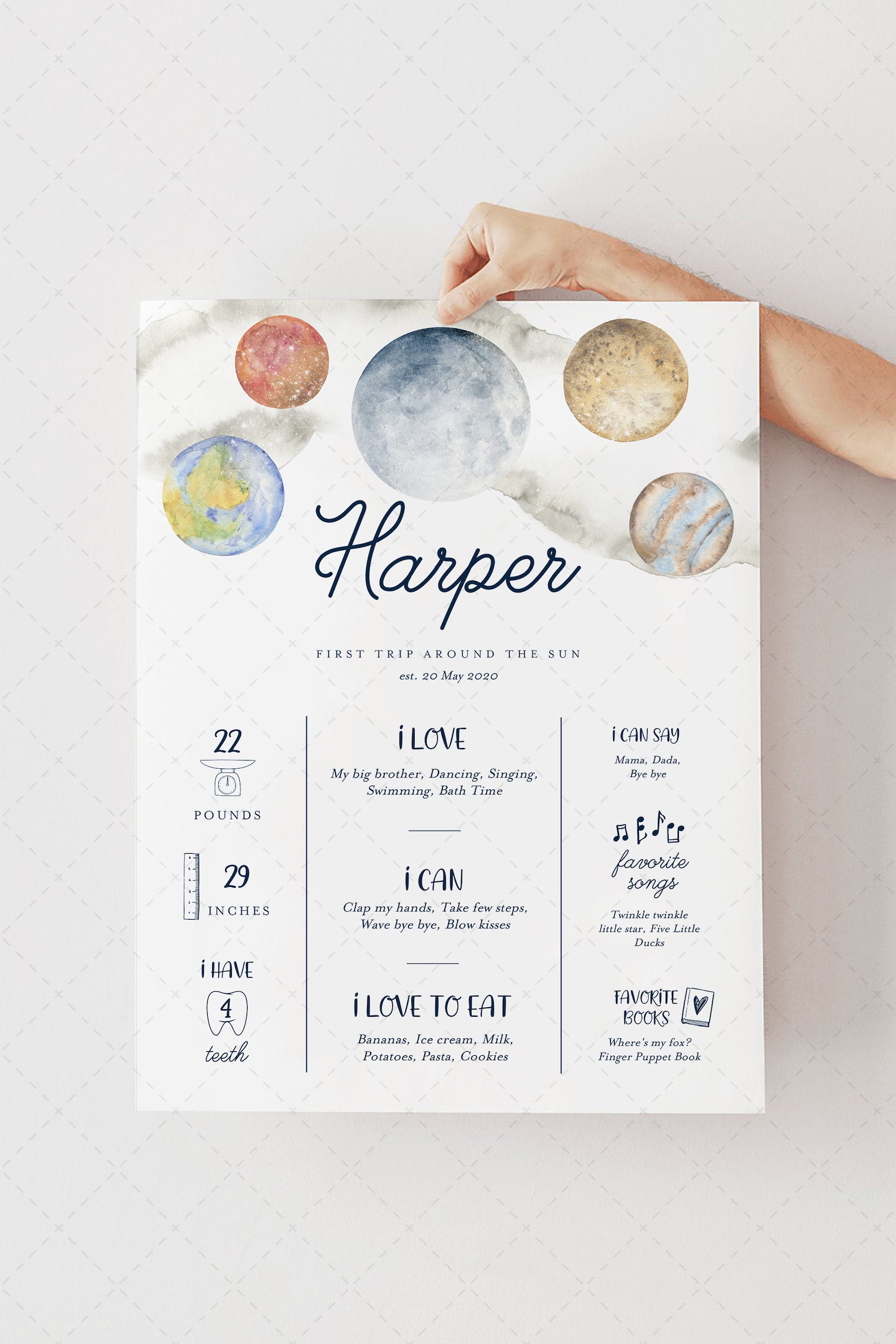 Space First Birthday Milestone Poster Template Galaxy - Etsy