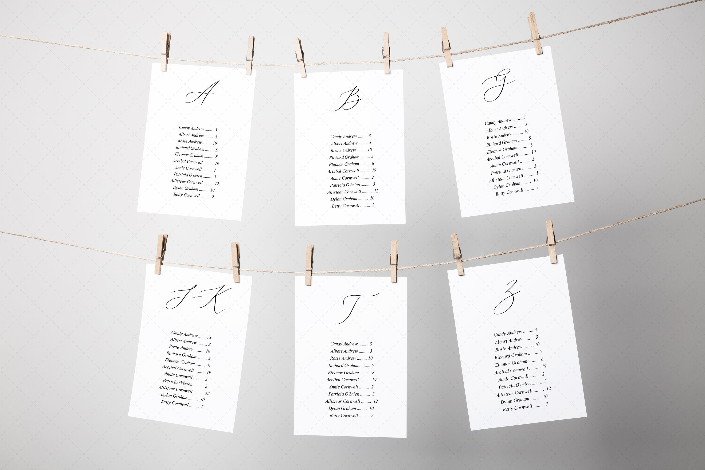 Alphabetical Seating Cards Template Editable Table Cards | Etsy