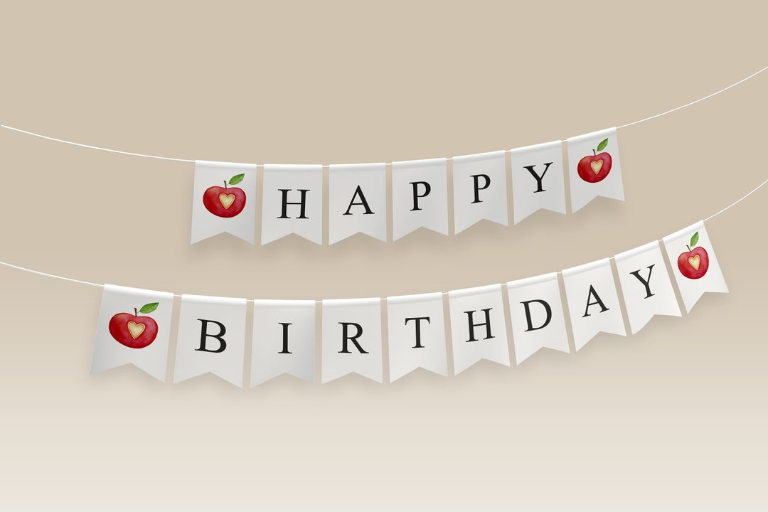 Apple Happy Birthday Banner Template, Editable Baby's First Birthday ...
