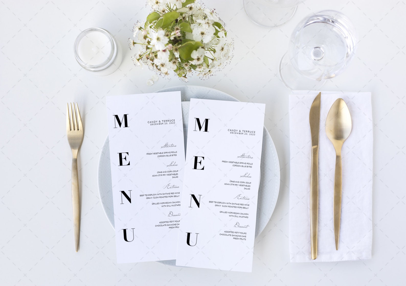 Wedding Menu Template Modern Menu Cards Template Minimal | Etsy