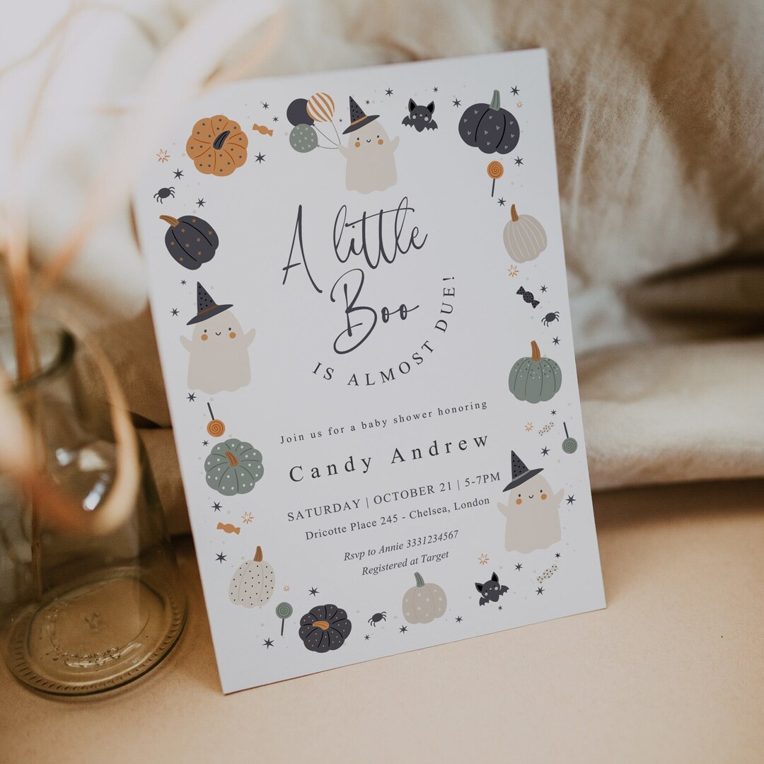 A Little Boo is Almost Due Baby Shower Invitation, Gender Neutral ...