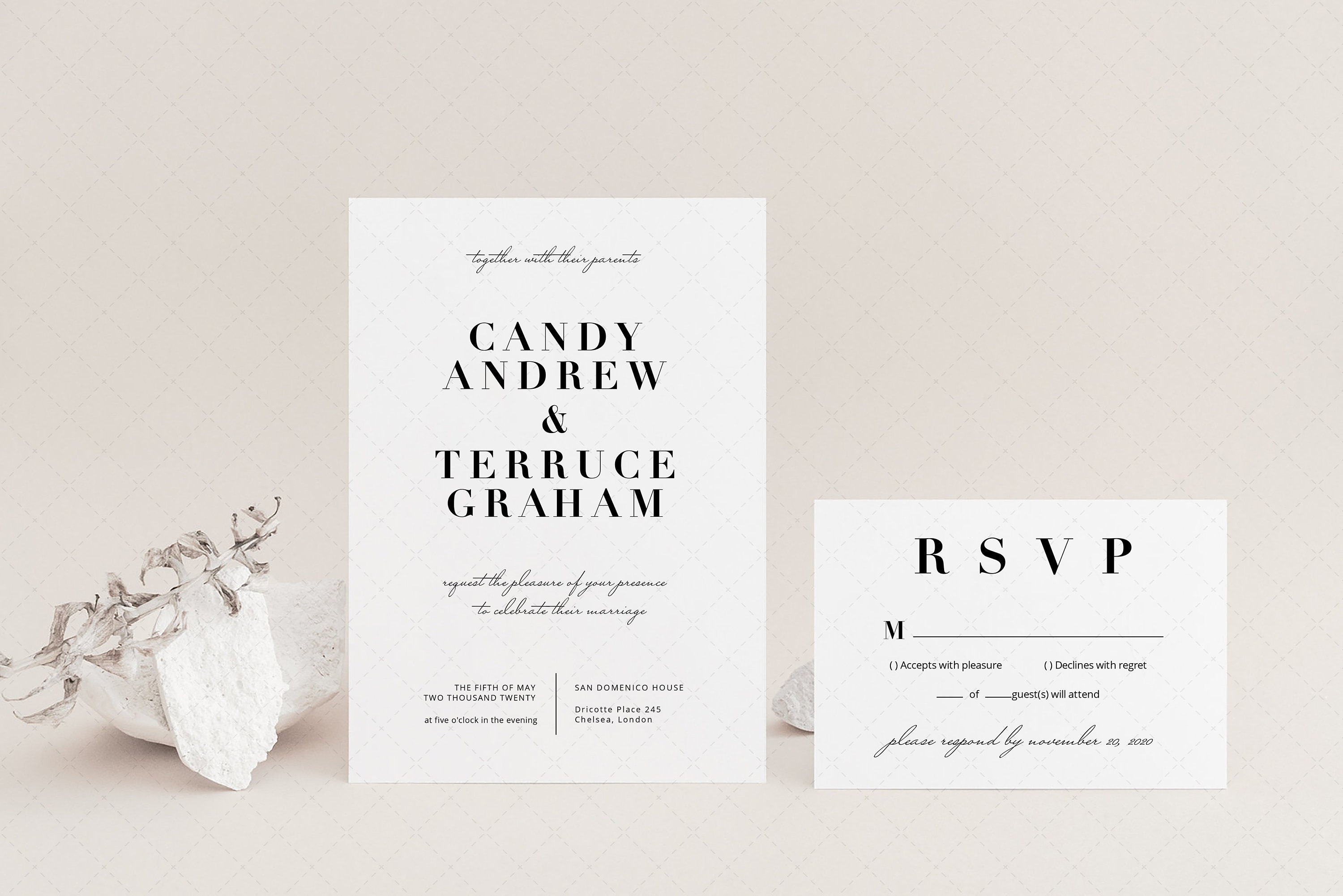Modern Minimalist Wedding Invitation Template, Simple Modern Wedding ...