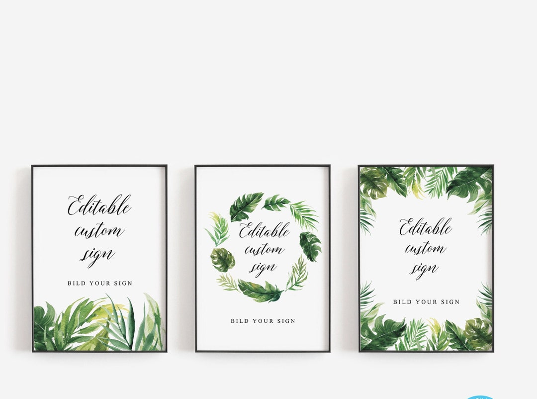 Wedding Sign Template Tropical, Editable Sign, Favor Sign, Guestbook ...