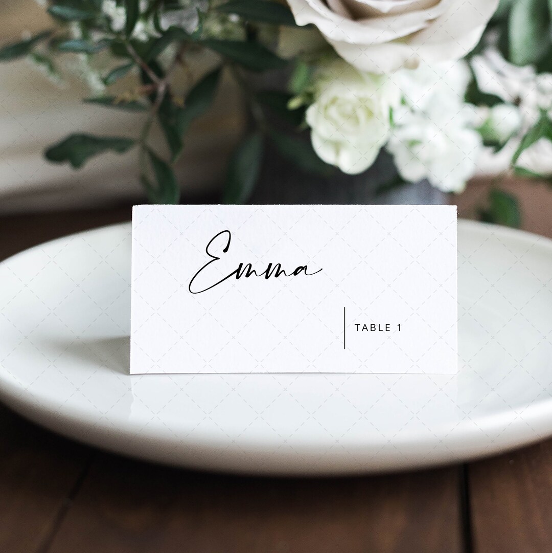 Minimal Place Card Template, Modern Place Cards Holder Printable ...