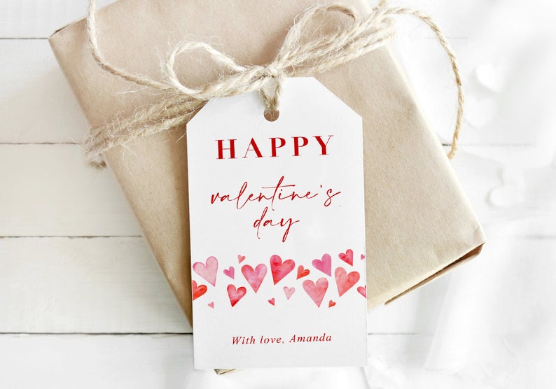 Hearts Valentine's Day Gift Tag Template Happy - Etsy