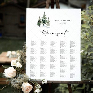 Pine Tree Seating Chart Template, Woodland Forest Alphabetical Seating ...