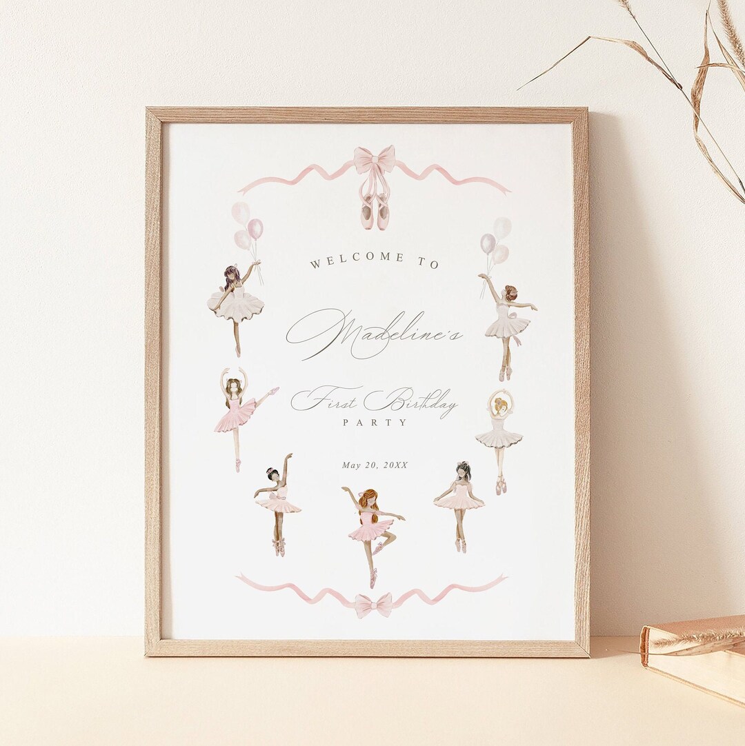 Ballerina Birthday Welcome Sign, Tutu Ballet Birthday Welcome Sign ...