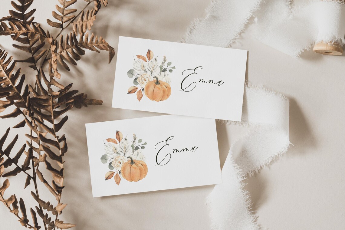 Fall Place Card Holder Template, Thanksgiving Place Cards Printable ...