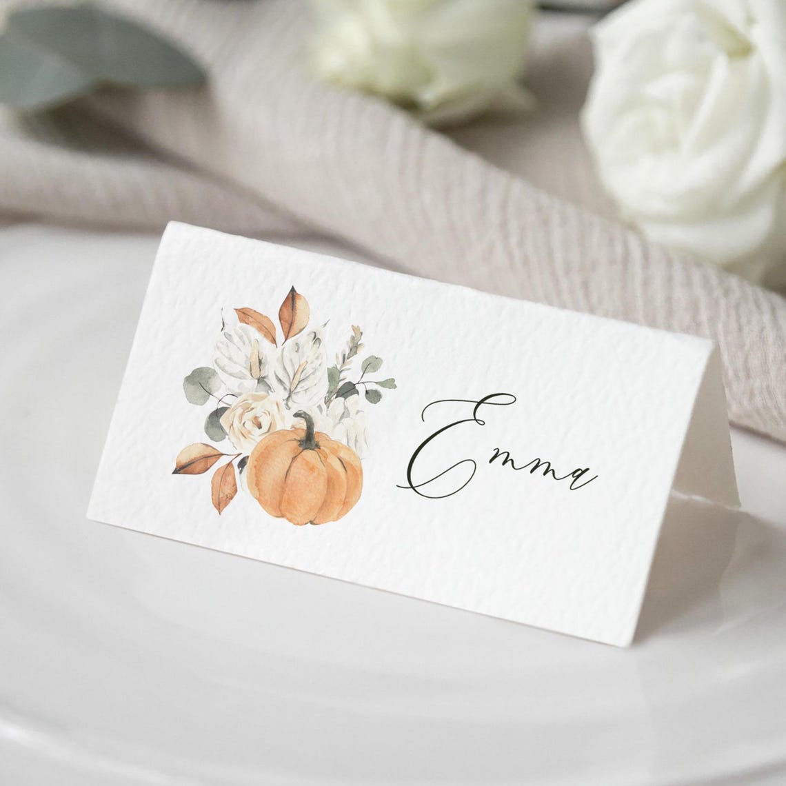 Fall Place Card Holder Template, Thanksgiving Place Cards Printable ...