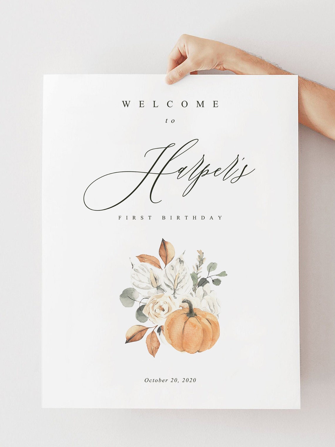Fall Pumpkin Birthday Welcome Sign Template, Printable Editable ...