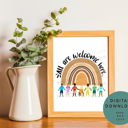 All Are Welcome Here Diversity Art Elementary Class Decor - Etsy
