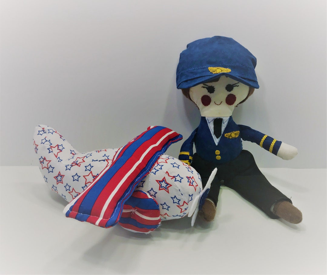 Airplane Plush Toy With Pilot Doll Airplane and Pilot Toy - Etsy