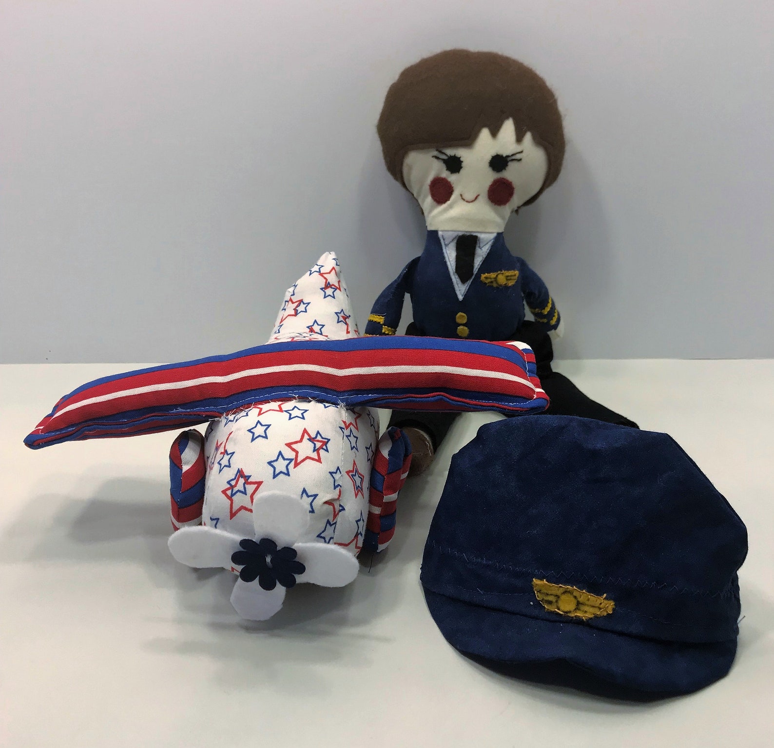 Airplane Plush Toy With Pilot Doll Airplane and Pilot Toy | Etsy
