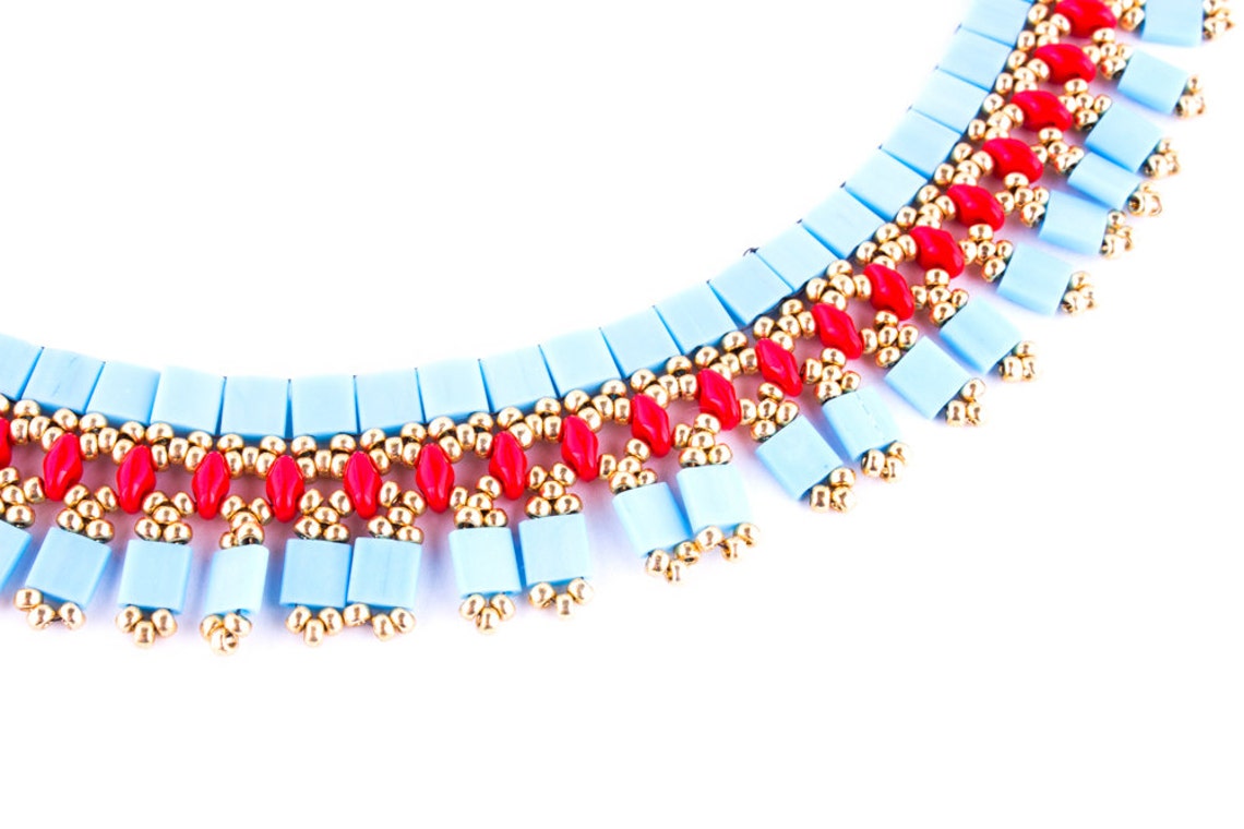 Tutorial for 'cleopatra' Necklace/collar. Beading - Etsy UK