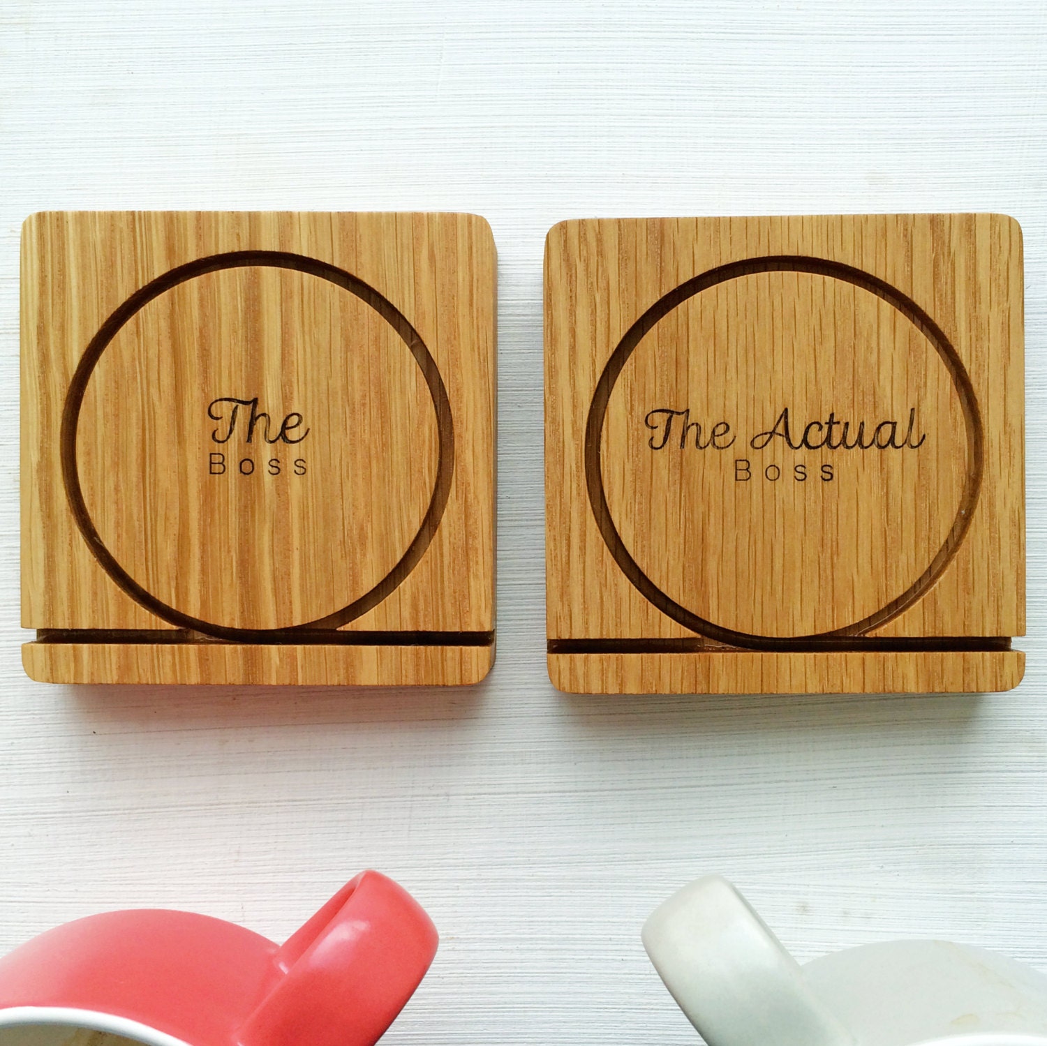 Solid Oak Desk Tidy Coaster and Cord Organiser | Etsy