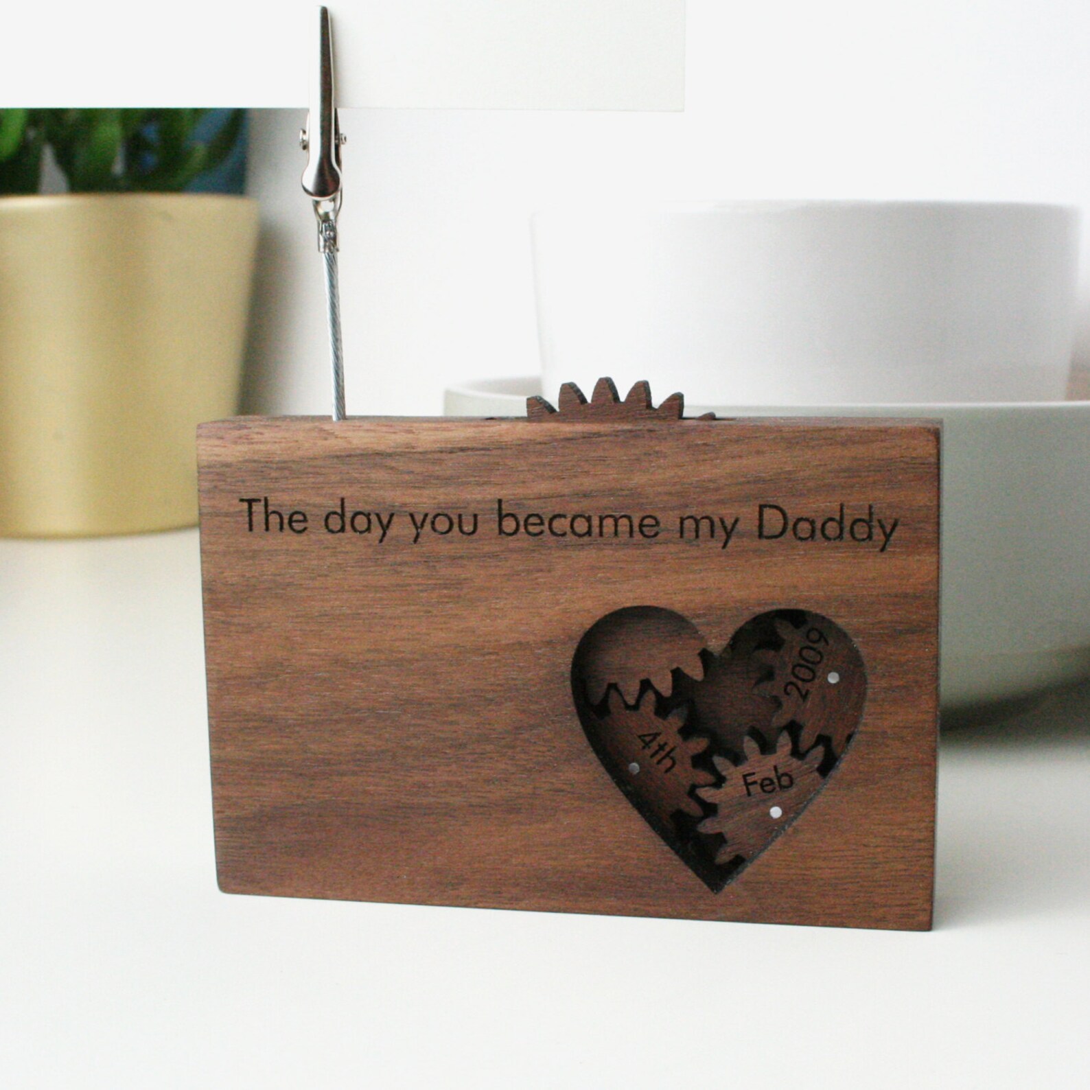 Personalised Wooden Cog and Gears Picture Frame | Etsy UK