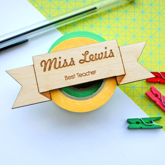 Best Teacher Personalised Wooden Badge | Etsy