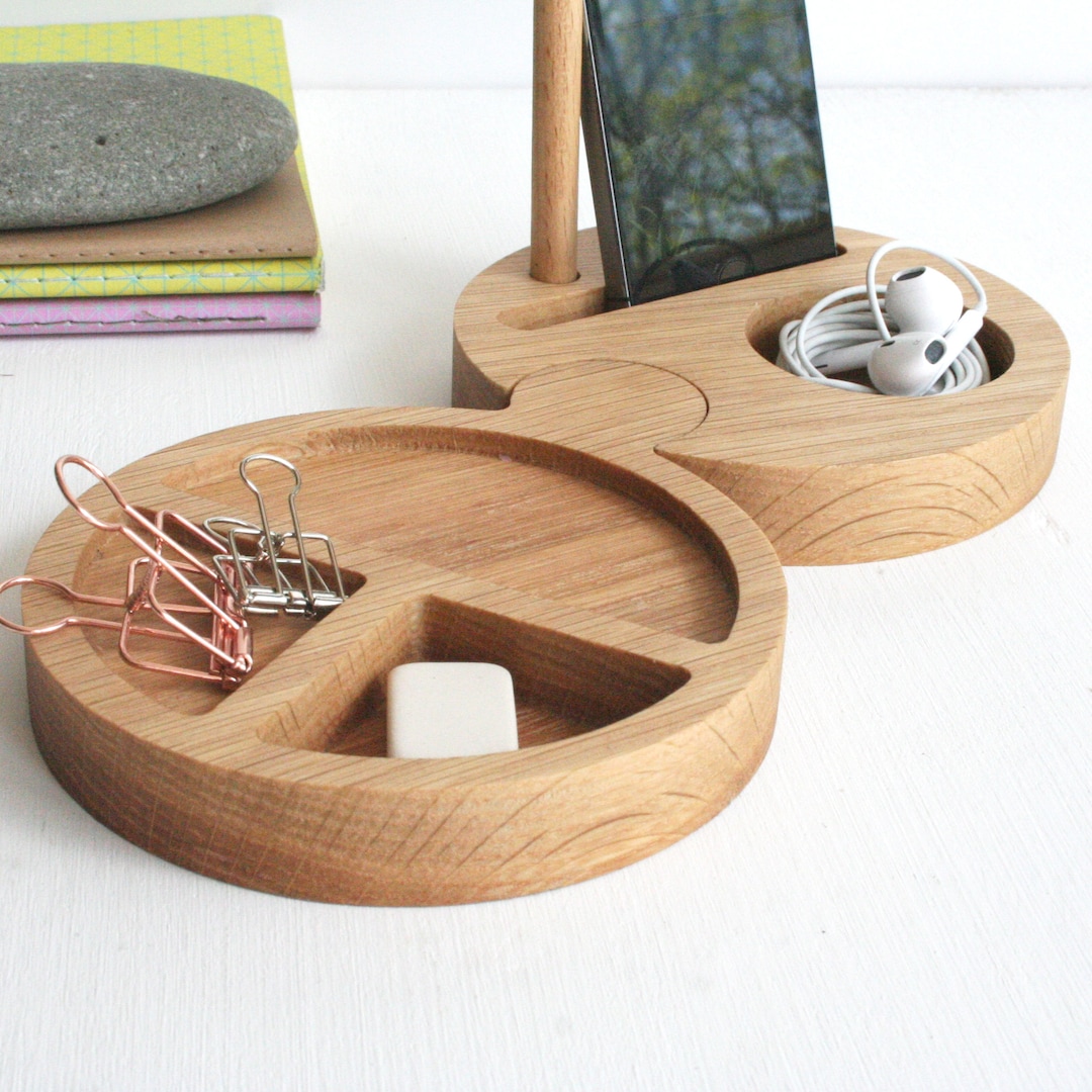 Oak Wooden Round Modular Desk Tidy and Phone Stand - Etsy