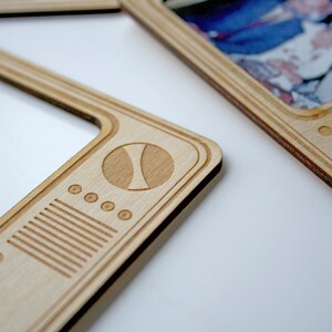 Magnetic Photo Frame - Fridge Magnet - Retro Tv - Wooden Photo Frame ...