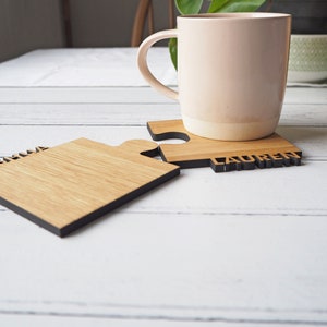 Set of Two Personalised Cut Out Wooden Coasters - Oak - Etsy