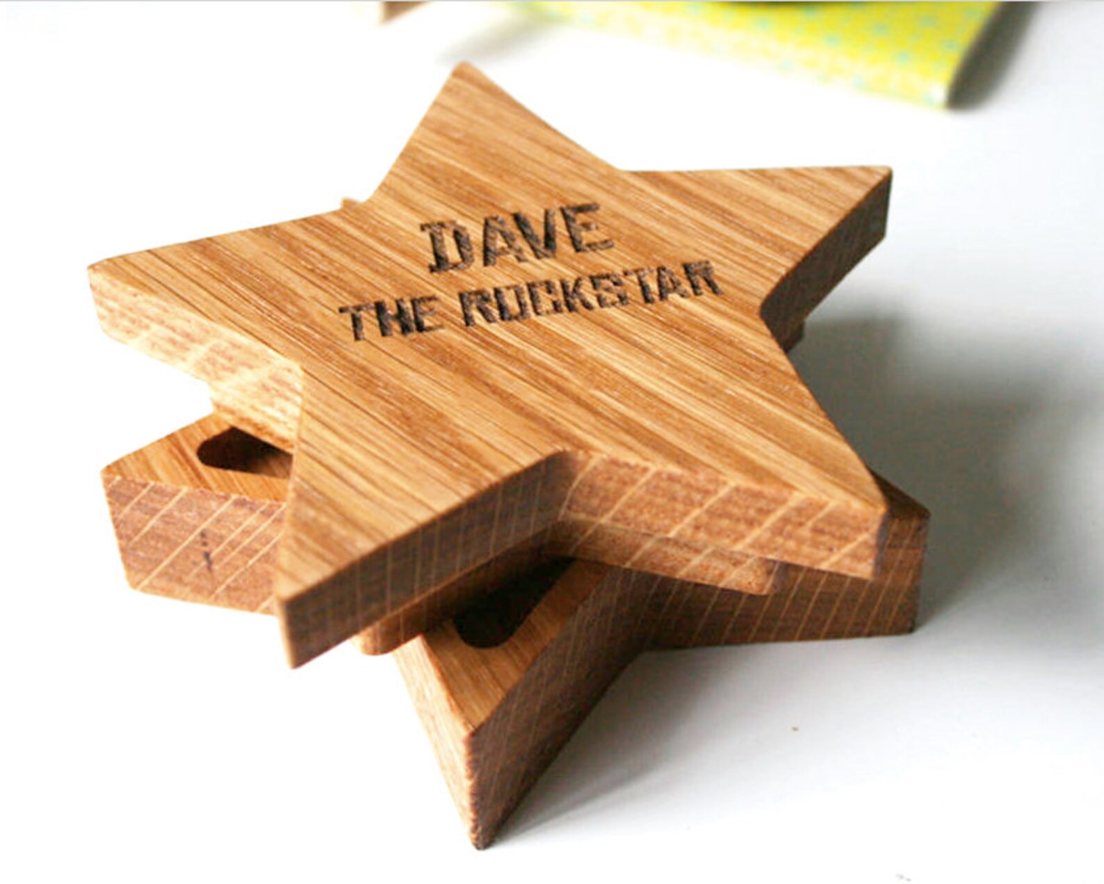 Wooden Star Engraved Plectrum Gift Box - Etsy UK