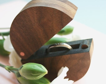 Wooden Wedding Ring Box Walnut Wedding Band Box | Etsy