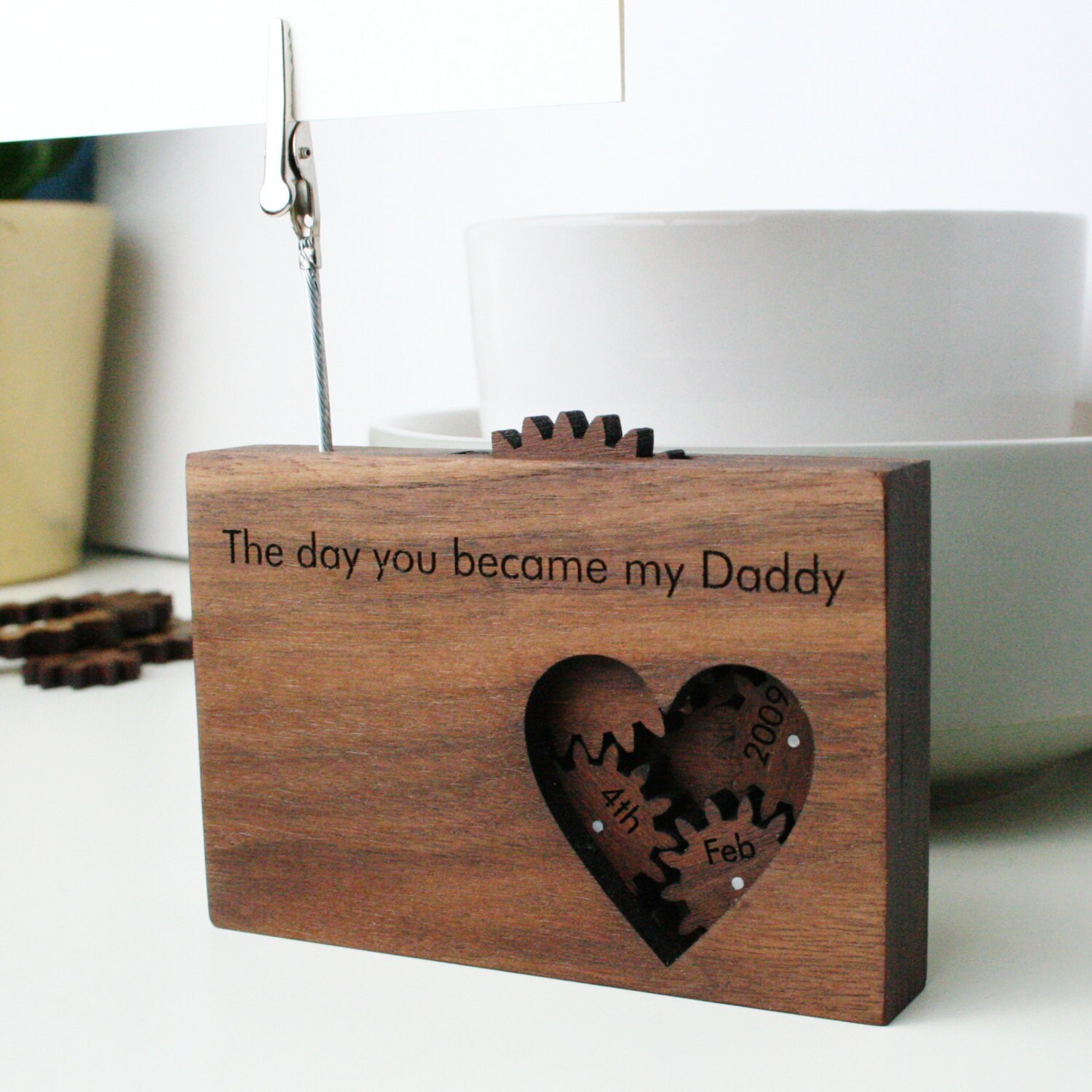 Personalised Wooden Cog and Gears Picture Frame | Etsy UK