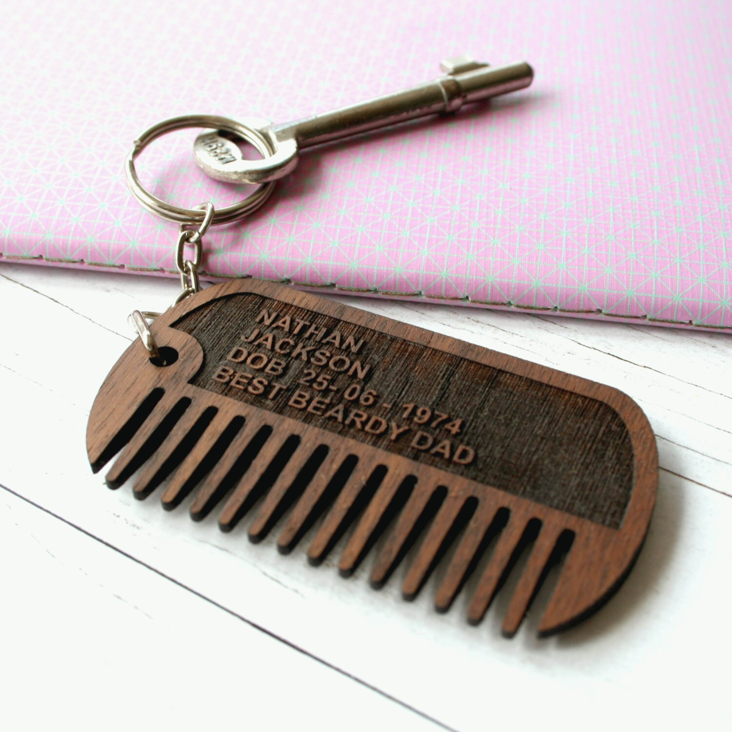 Custom Wooden Beard Comb Keychain - Etsy