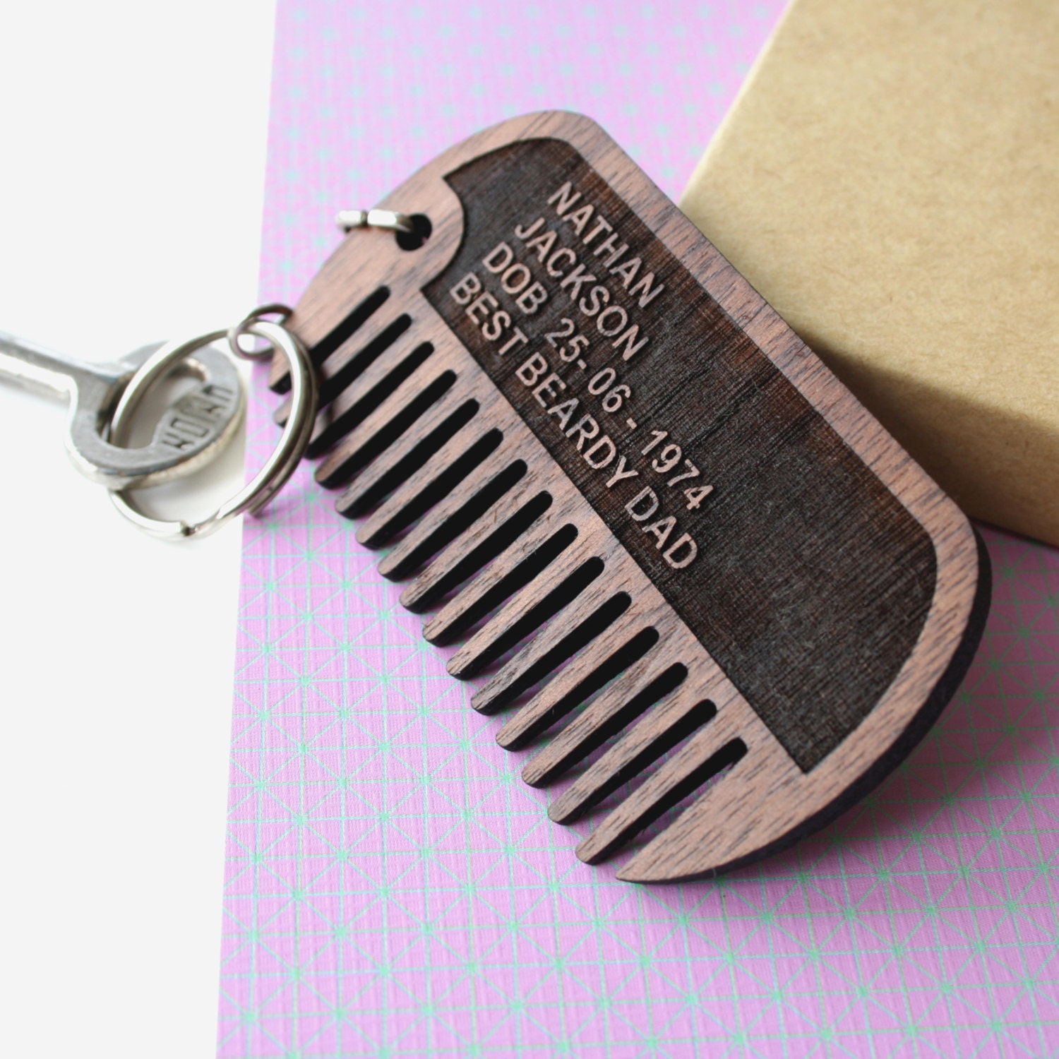 Custom Wooden Beard Comb Keychain - Etsy