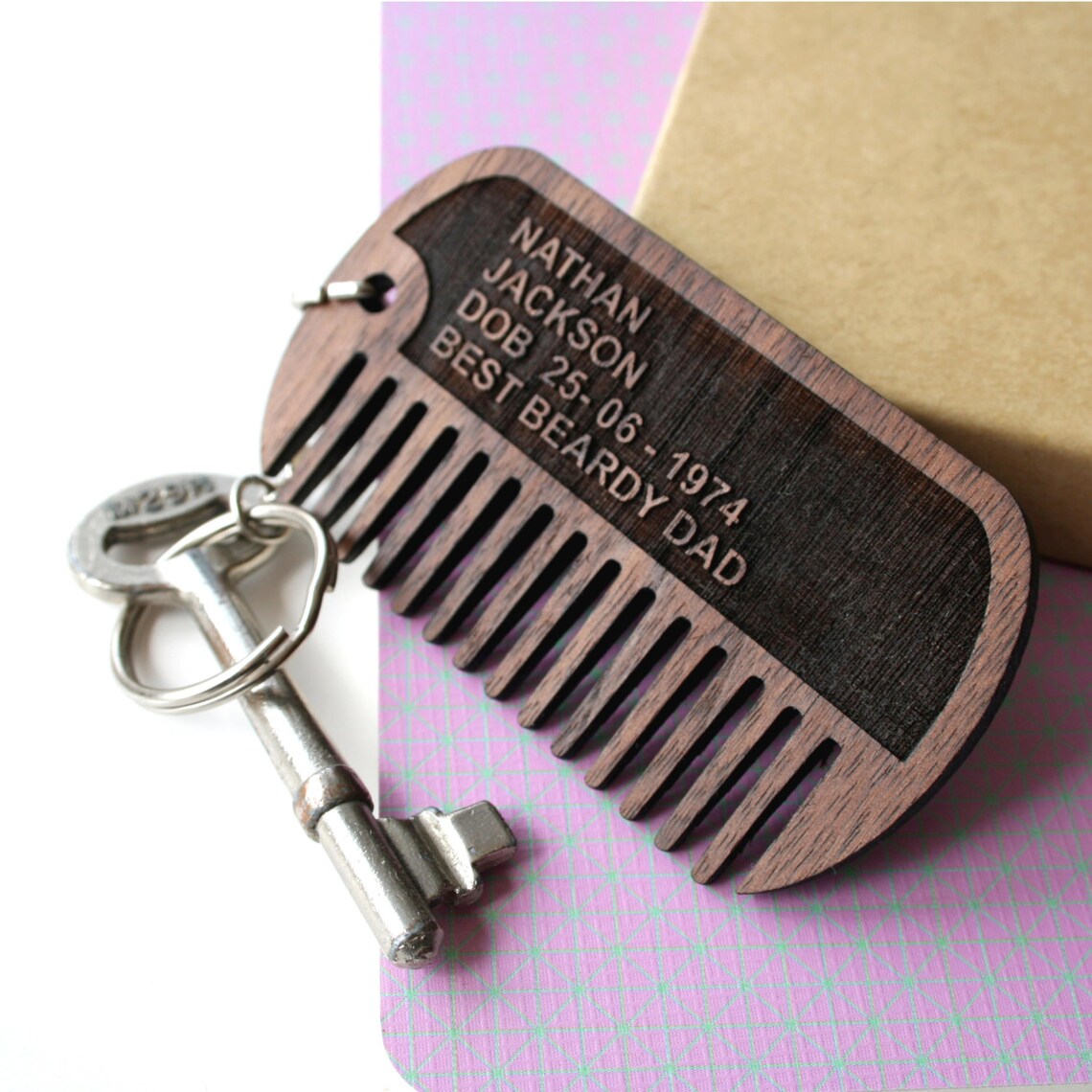 Custom Wooden Beard Comb Keychain - Etsy