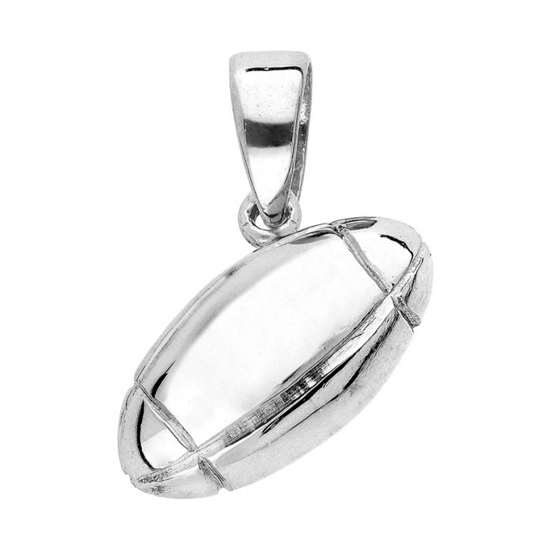 Engraved Rugby Ball Pendant 925 Silver Rhodium Plated - Etsy