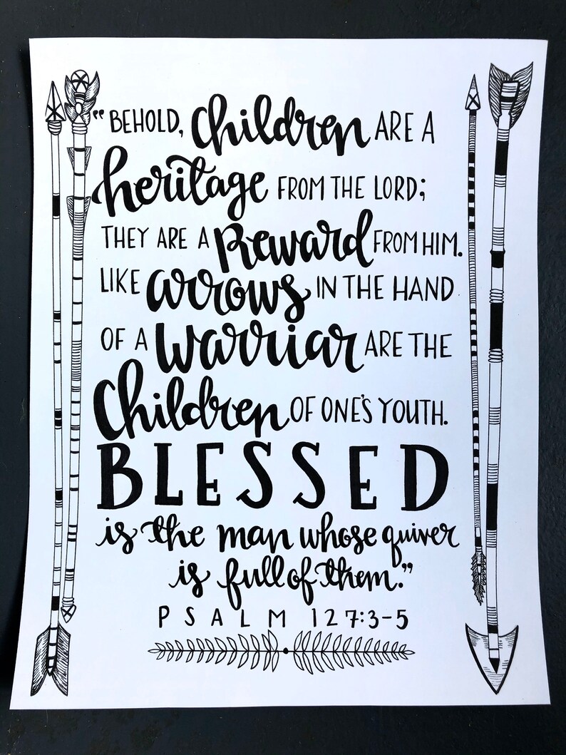 Children Are a Heritage From the Lord//arrows// Black and White Print ...