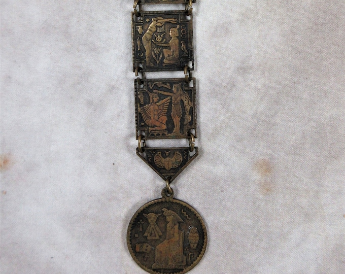 1920s Egyptian Revival Watch Fob Double Sided 4 Paneled and Medallion ...