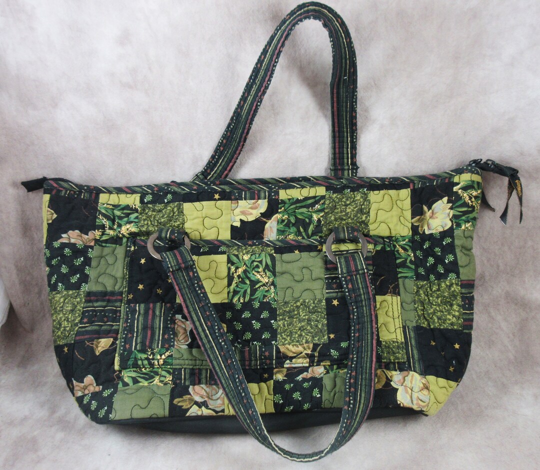 DONNA SHARP Quilted Patchwork Design Handbag Purse Pocketbook Black ...